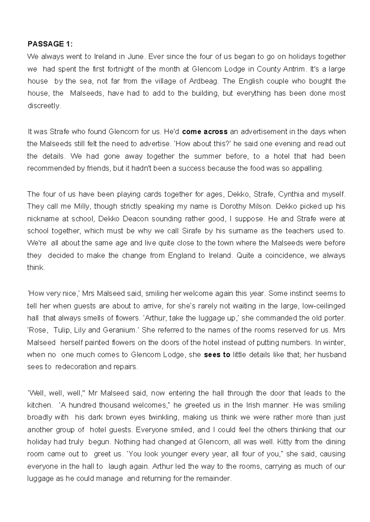 TEST 1 - ENGLISH COMPREHENSION PASSAGE ANALYSIS - Studocu