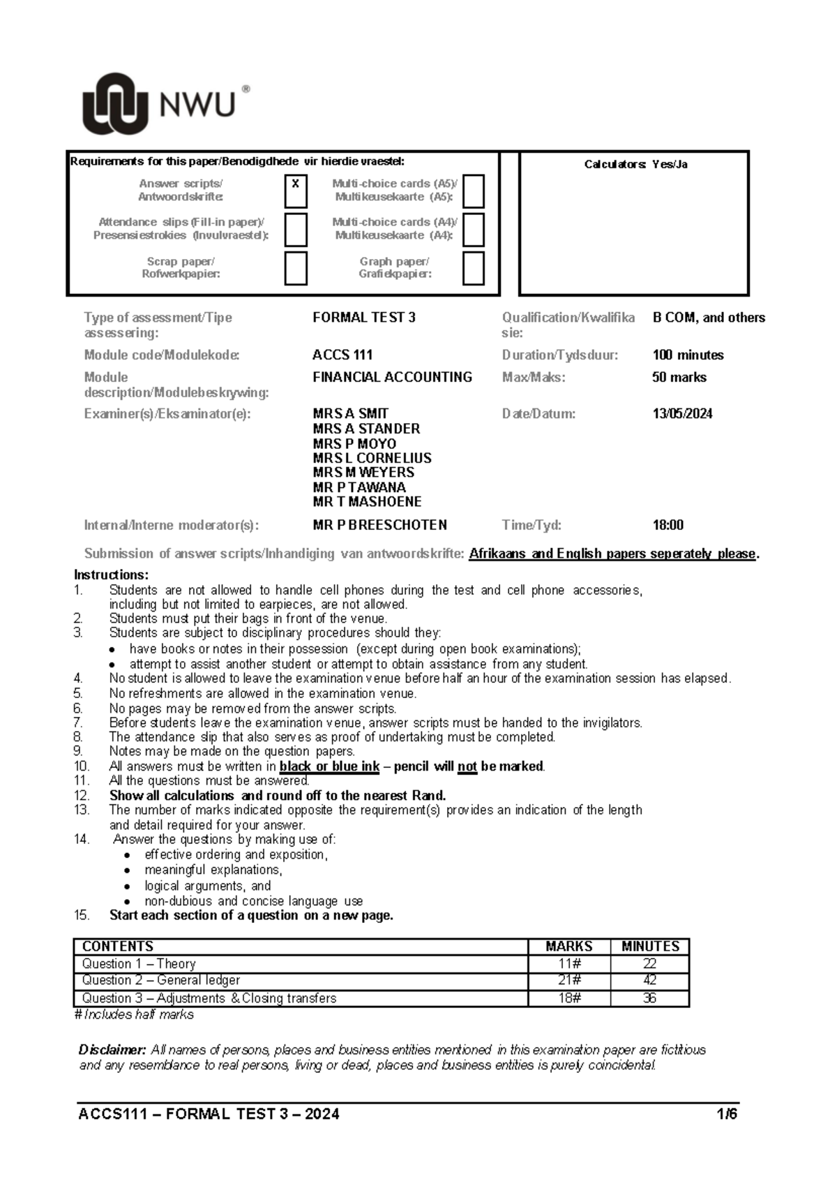 2024 ACCS 111 Formal Test 3 Requirements and Instructions - Studocu