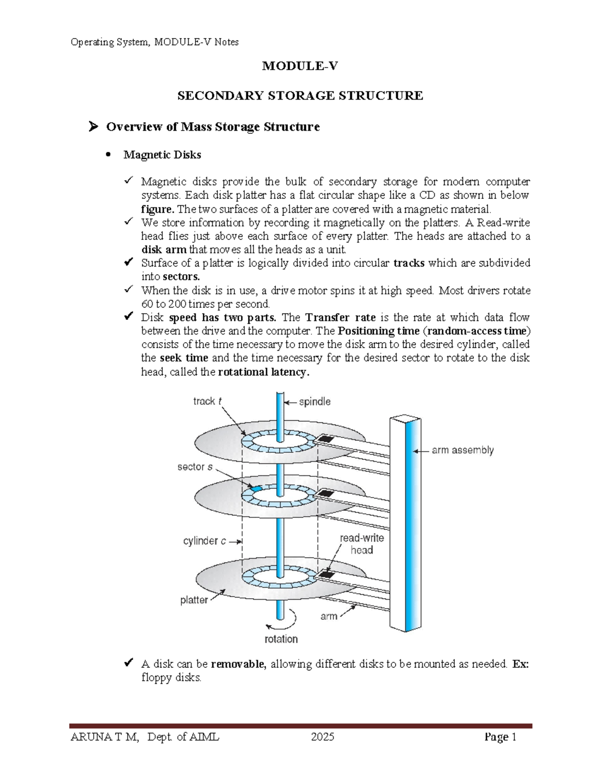 OS-Module 5 Notes: Secondary Storage Structures and Disk Management ...