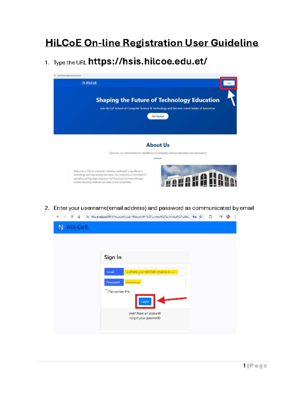 HSIS Online Registration User Guideline for HiLCoE Students - Studocu