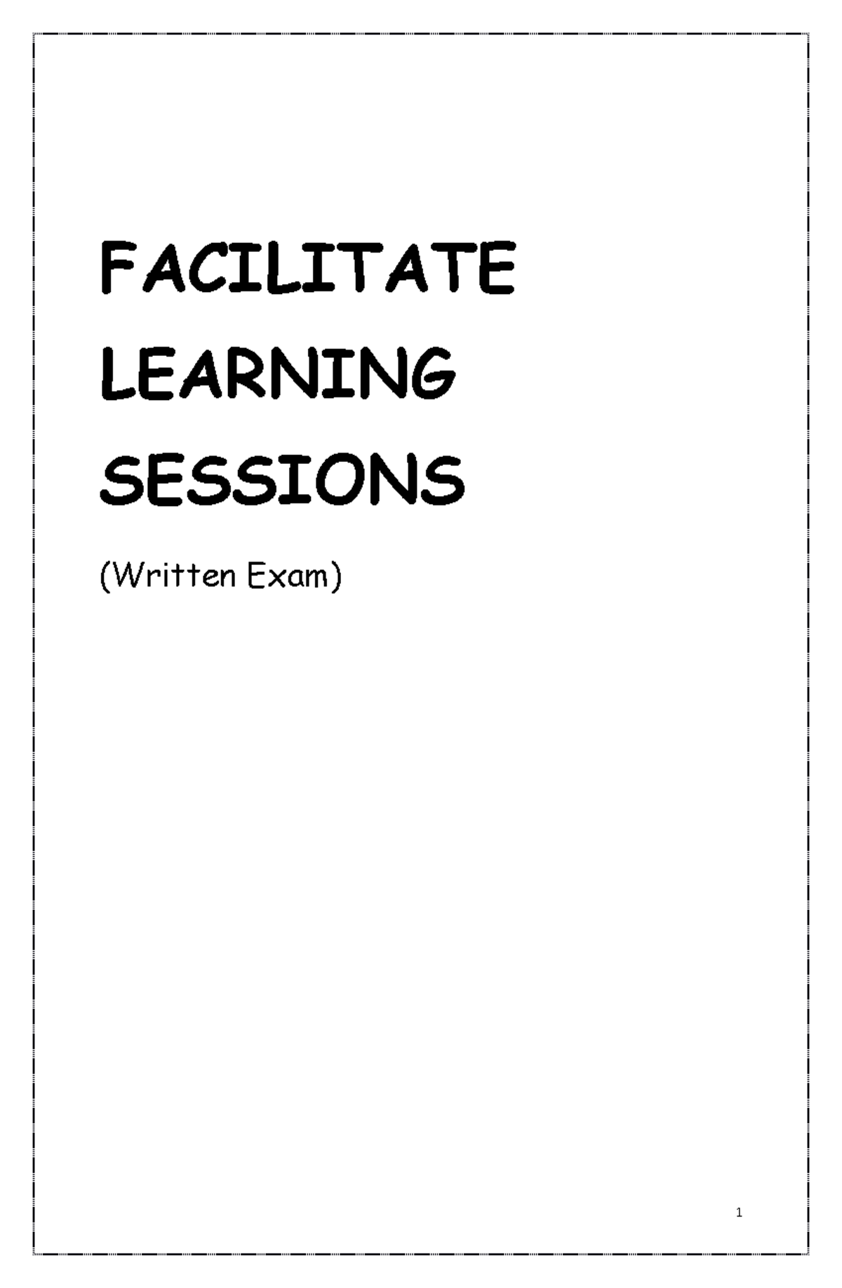 Facilitate Learning Sessions (Written Exam) - CBT Strategies ...