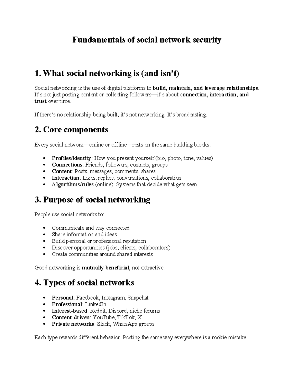 Fundamentals of Social Network Security 1: Key Concepts and Types - Studocu