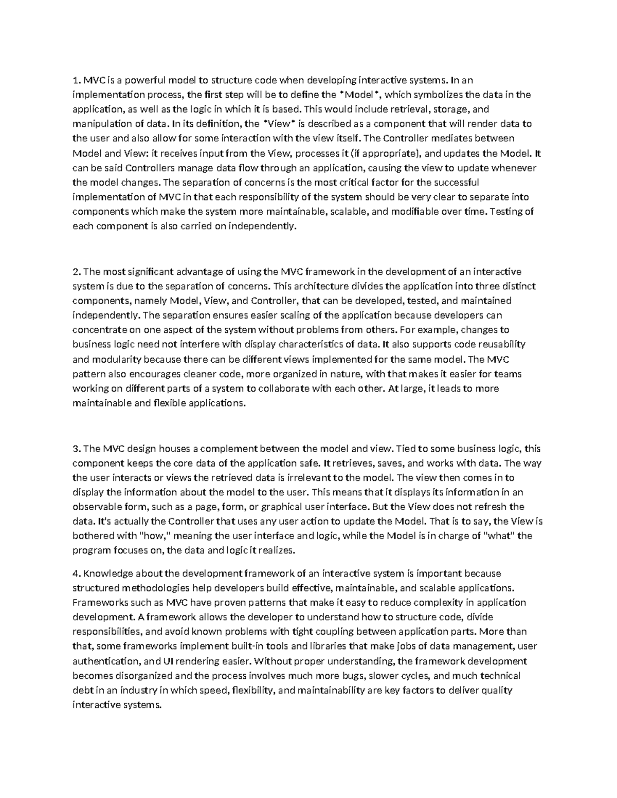 MVC Framework Fundamentals for Interactive Systems - CS 07 Task ...