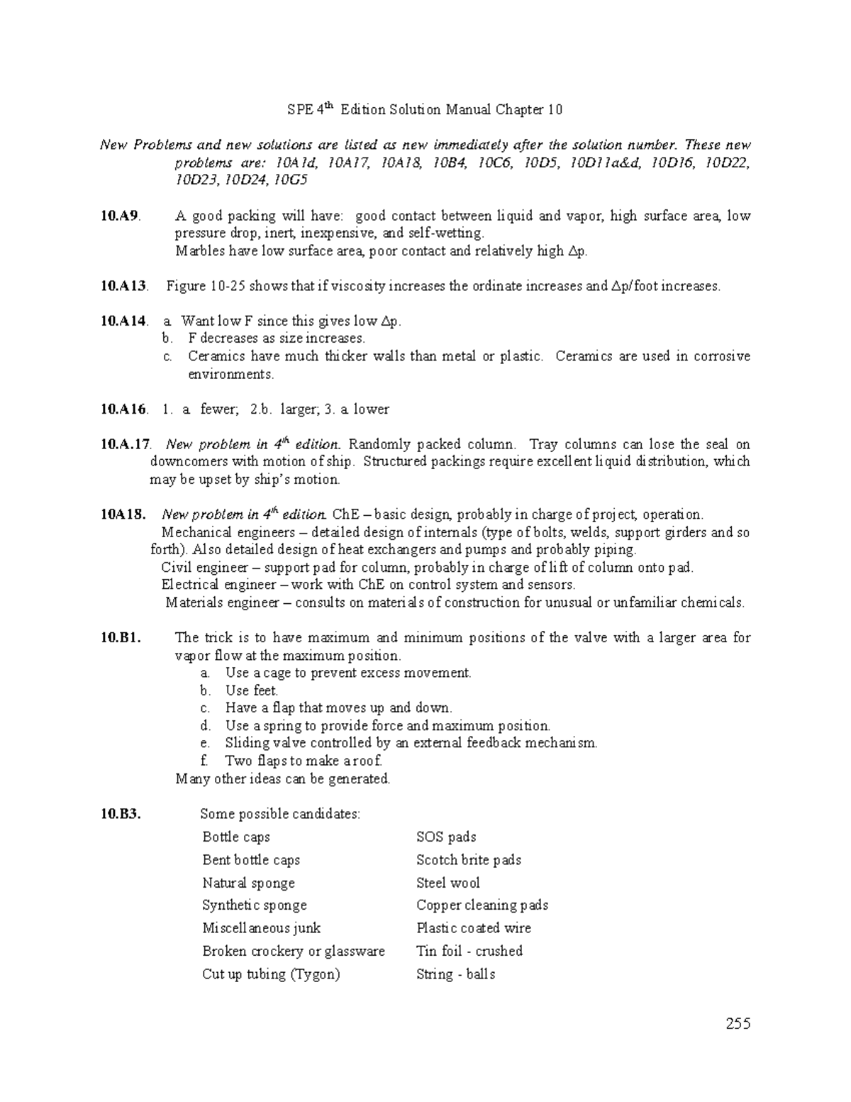 SPE 4th Edition Solution Manual: Chapter 10 New Problems & Solutions ...