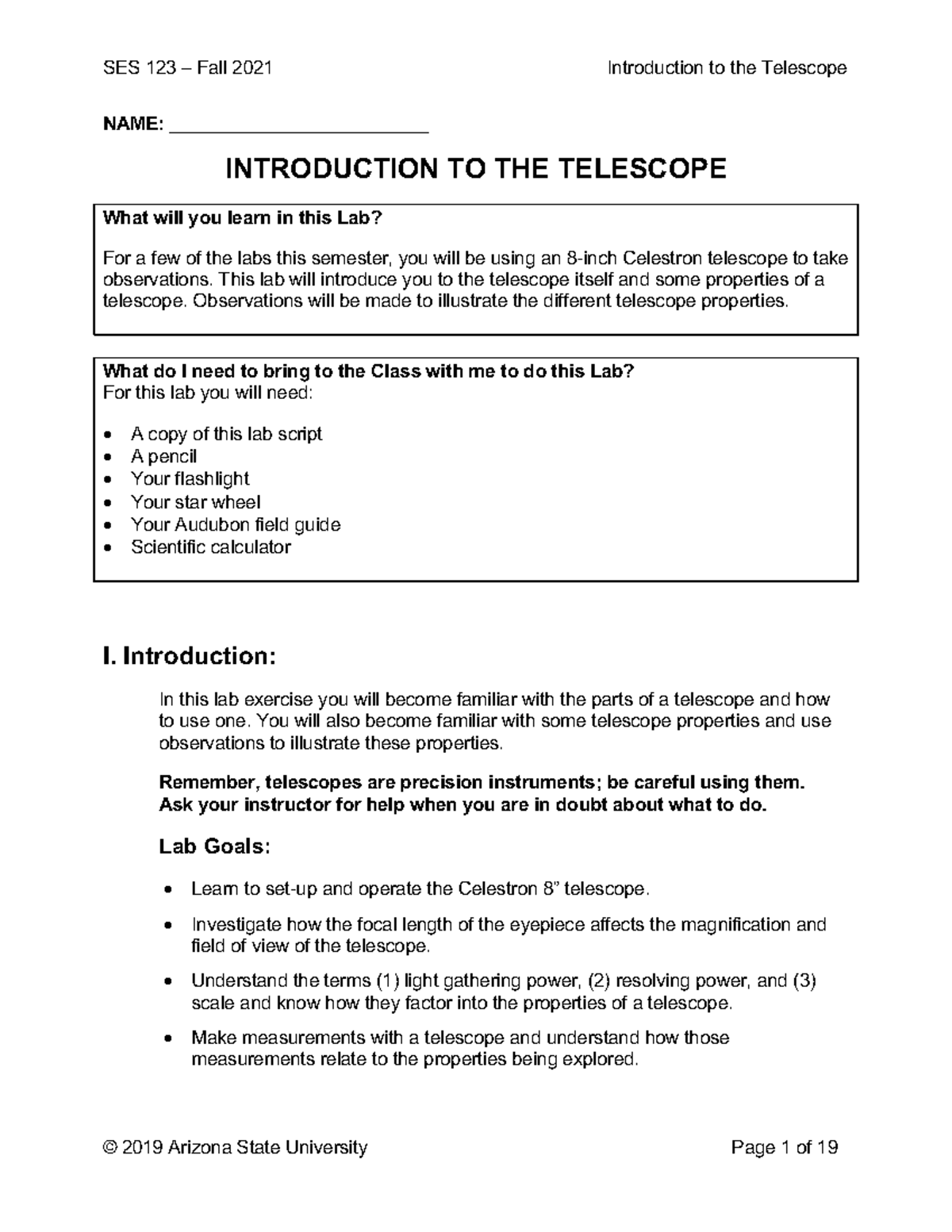 F2021 Intro Telescope-1 - NAME: _________________________ INTRODUCTION ...
