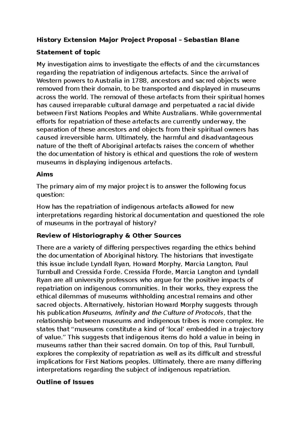 HIST 301: Major Project Proposal on Indigenous Artefact Repatriation ...