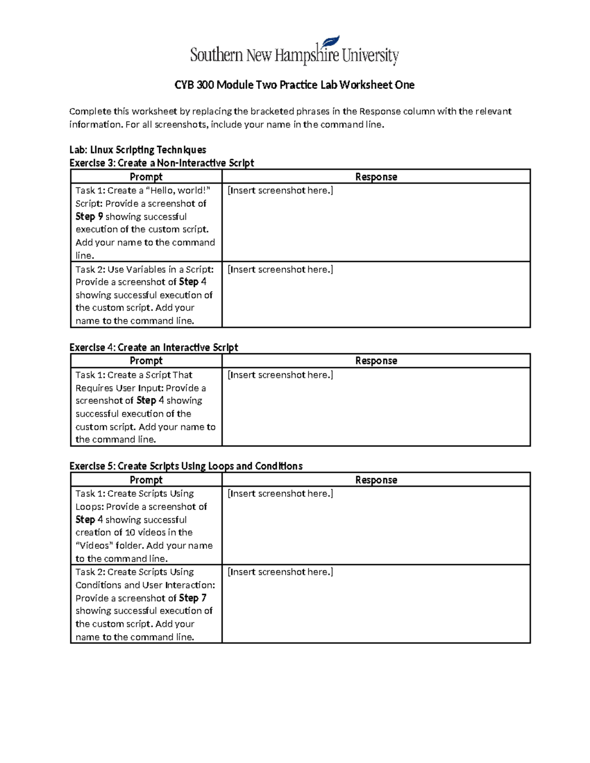 CYB300 Module Two Lab Worksheet: Linux Scripting Techniques - Studocu
