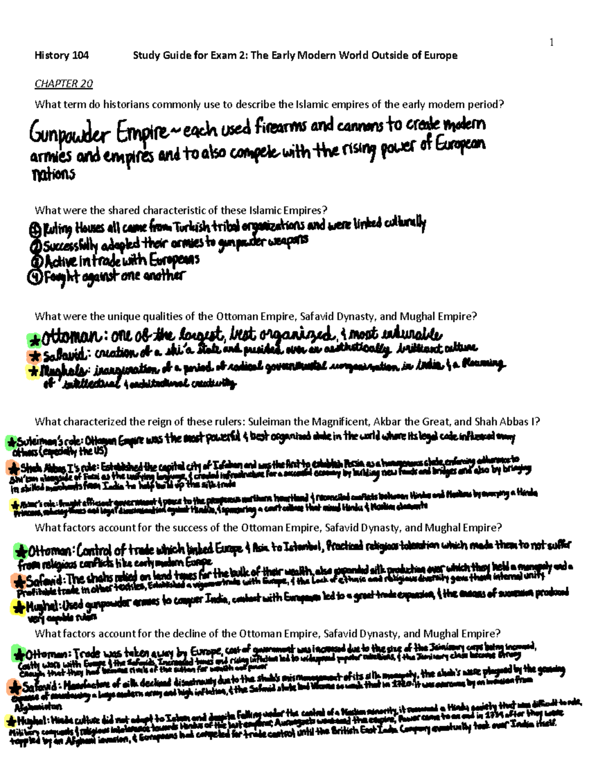 History 104 Exam 2 Study Guide: Islamic Empires & Ming Dynasty - Studocu