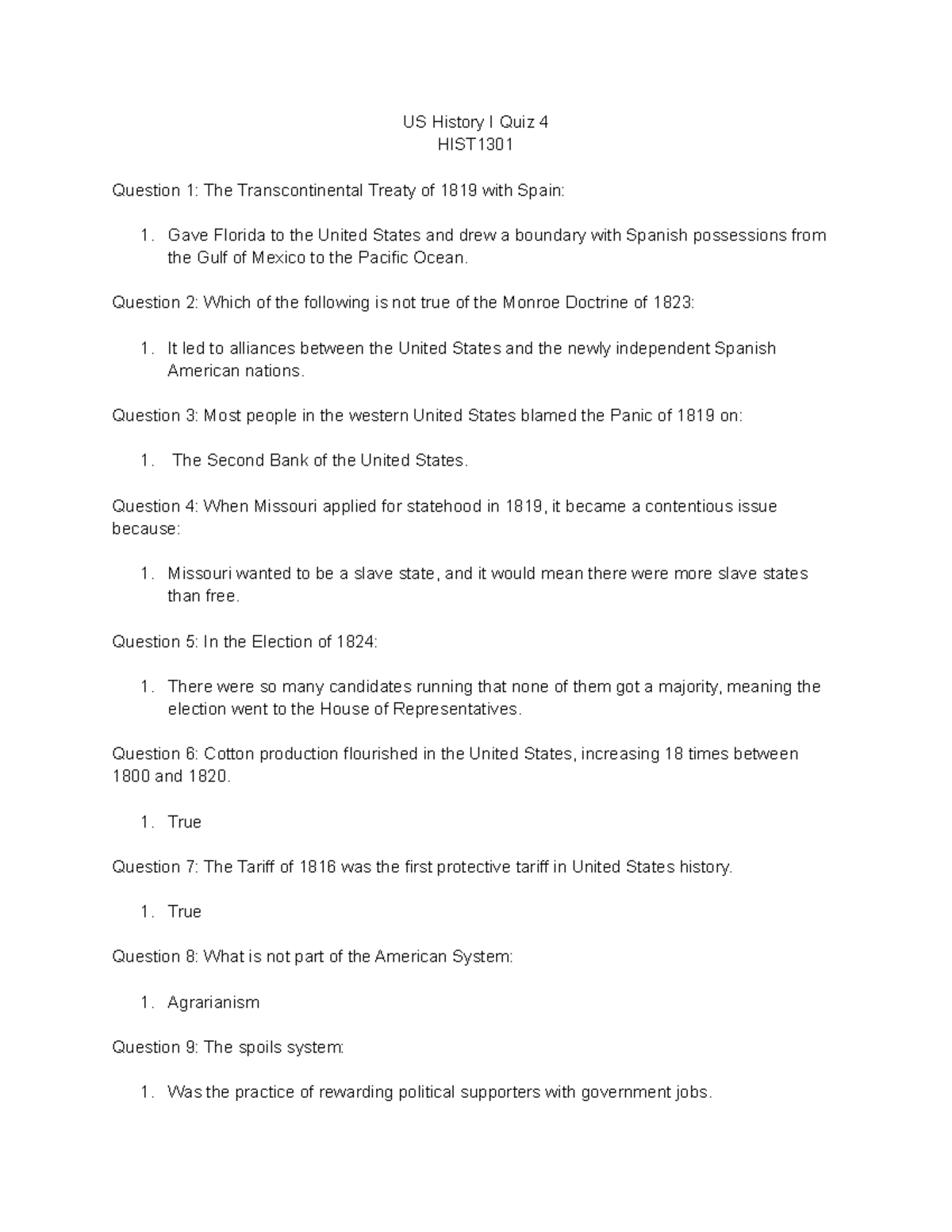 HIST US History I Quiz 4 Review Notes - Studocu