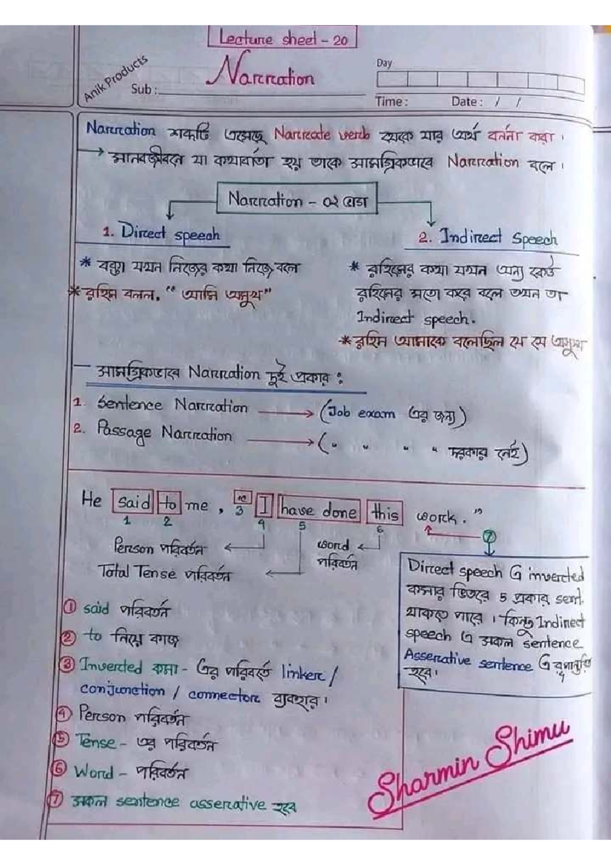 Lecture Sheet 20: Narration Techniques and Examples (Anik Products ...