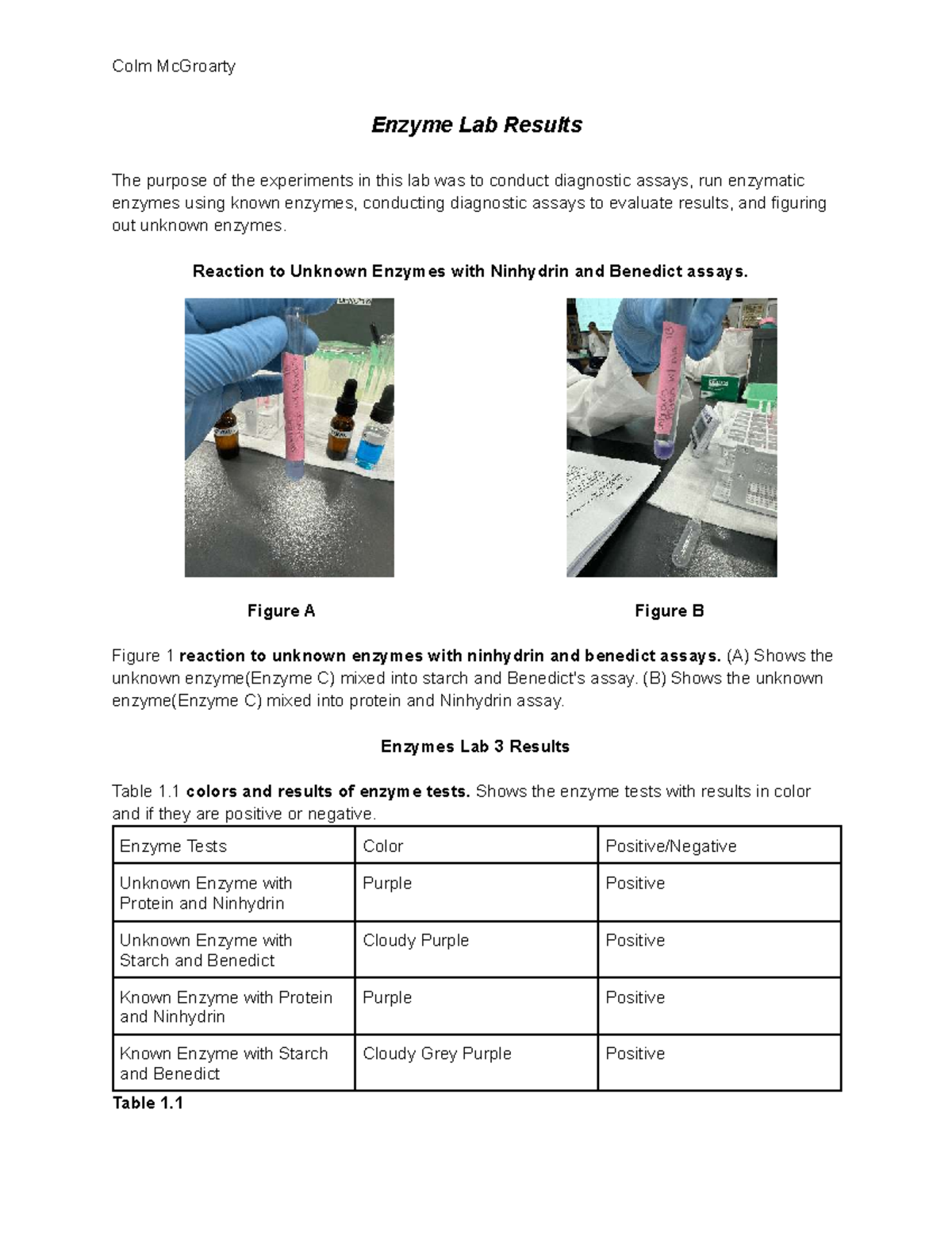 Enzyme Lab Results (BIO 101) - Diagnostic Assays & Findings - Studocu