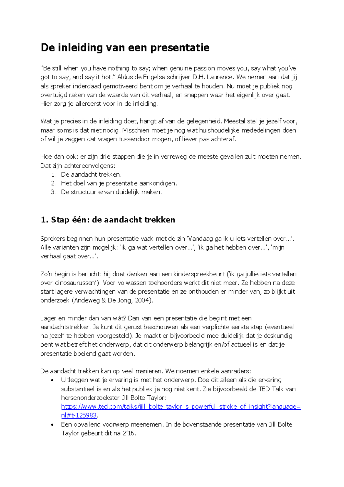 College-aantekeningen, College 3 - Inleiding Schrijven voor ...