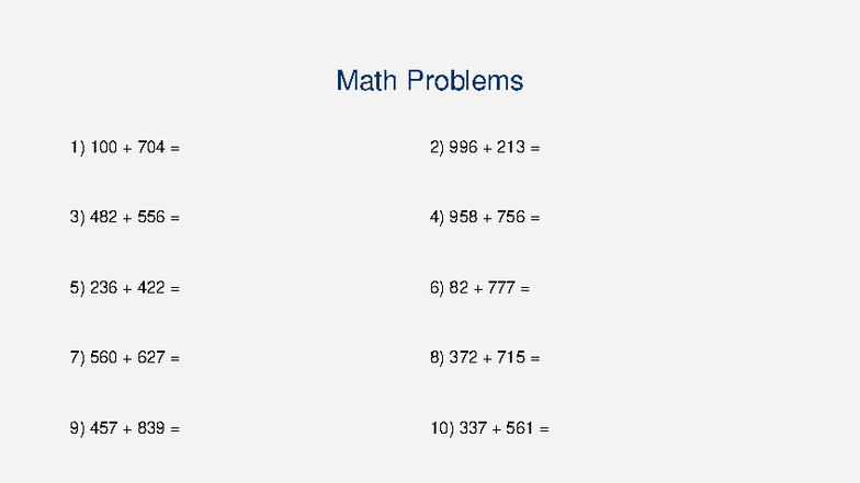 ENG5602 7702 - lecture notes - 100 + 704 = 2) 996 + 213 = 482 + 556 = 4 ...