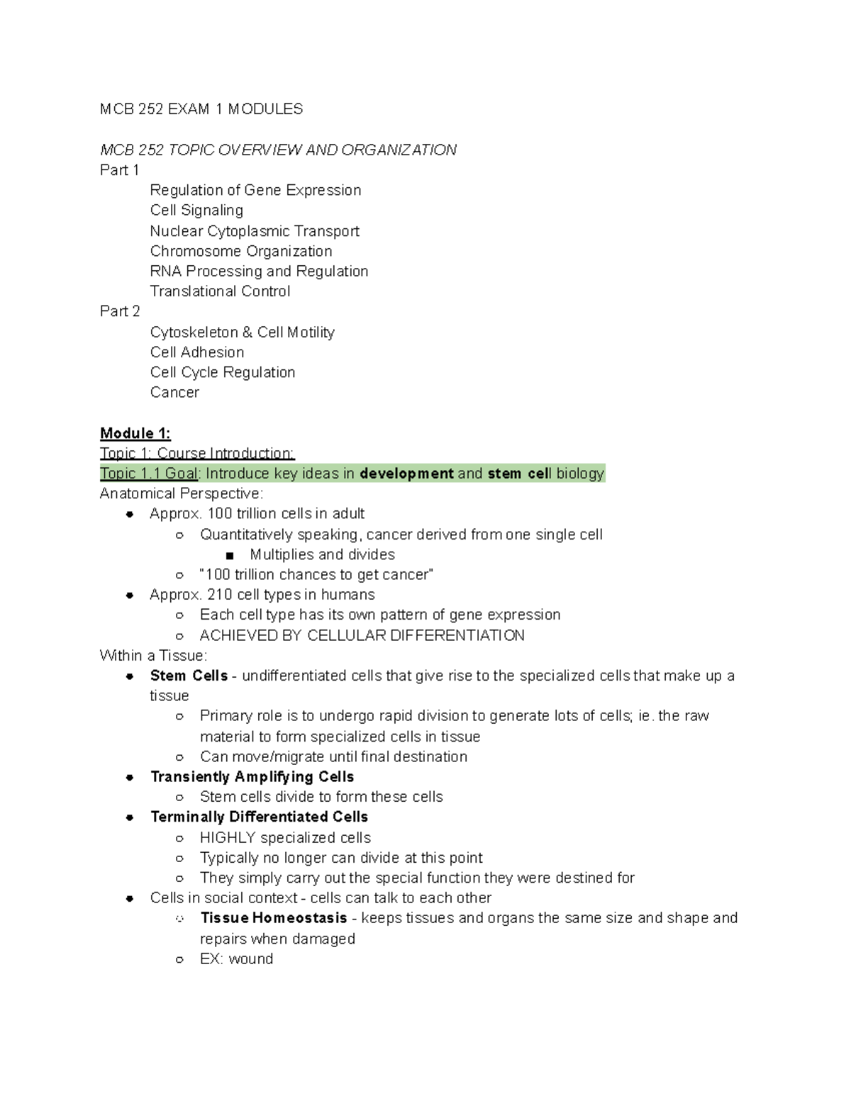 MCB 252 SU23 Exam 1 Modules - MCB 252 EXAM 1 MODULES MCB 252 TOPIC ...