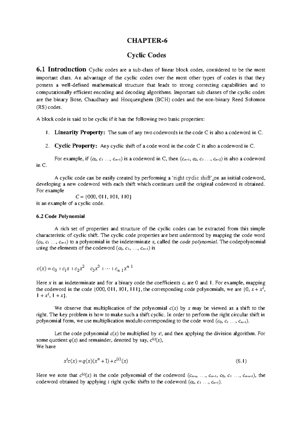 BHC codes - Notes given by prof. HC taneja - Chapter 7 BCH Codes 7 ...