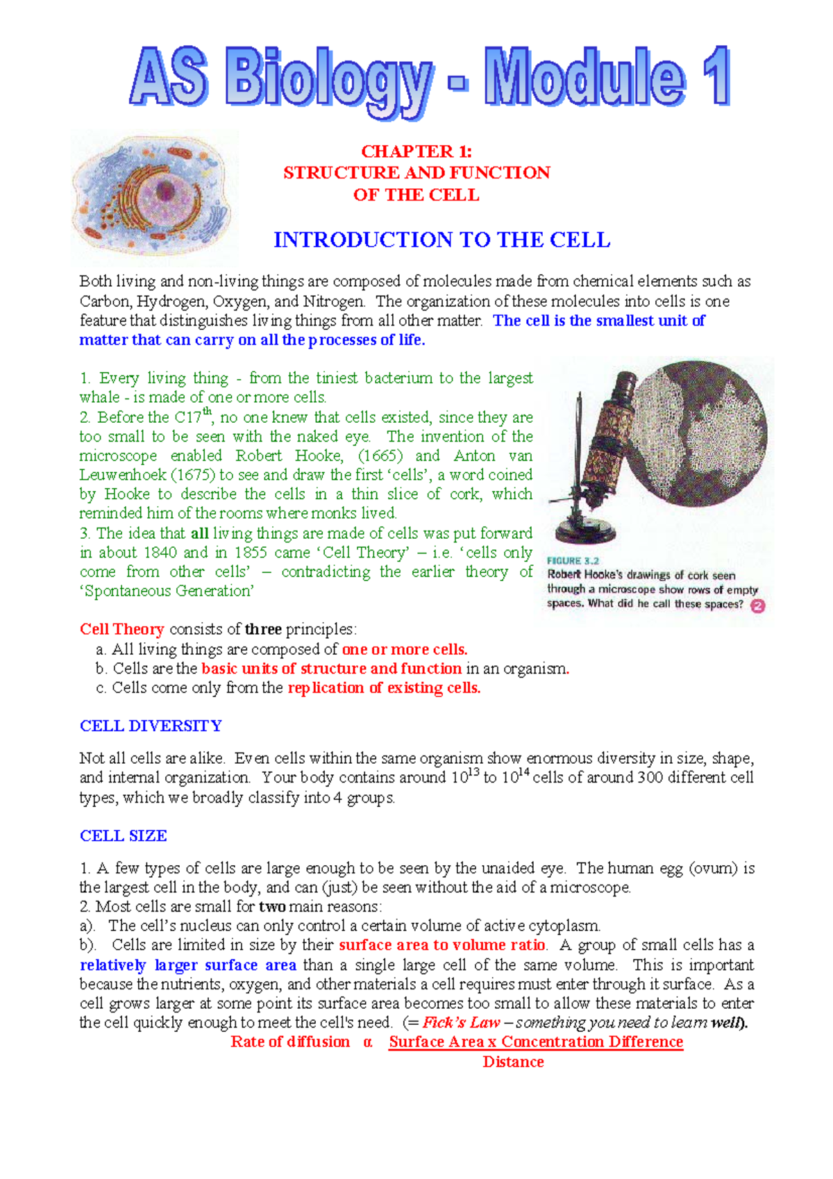 Cell Biology notes for students - CHAPTER 1: STRUCTURE AND FUNCTION OF ...