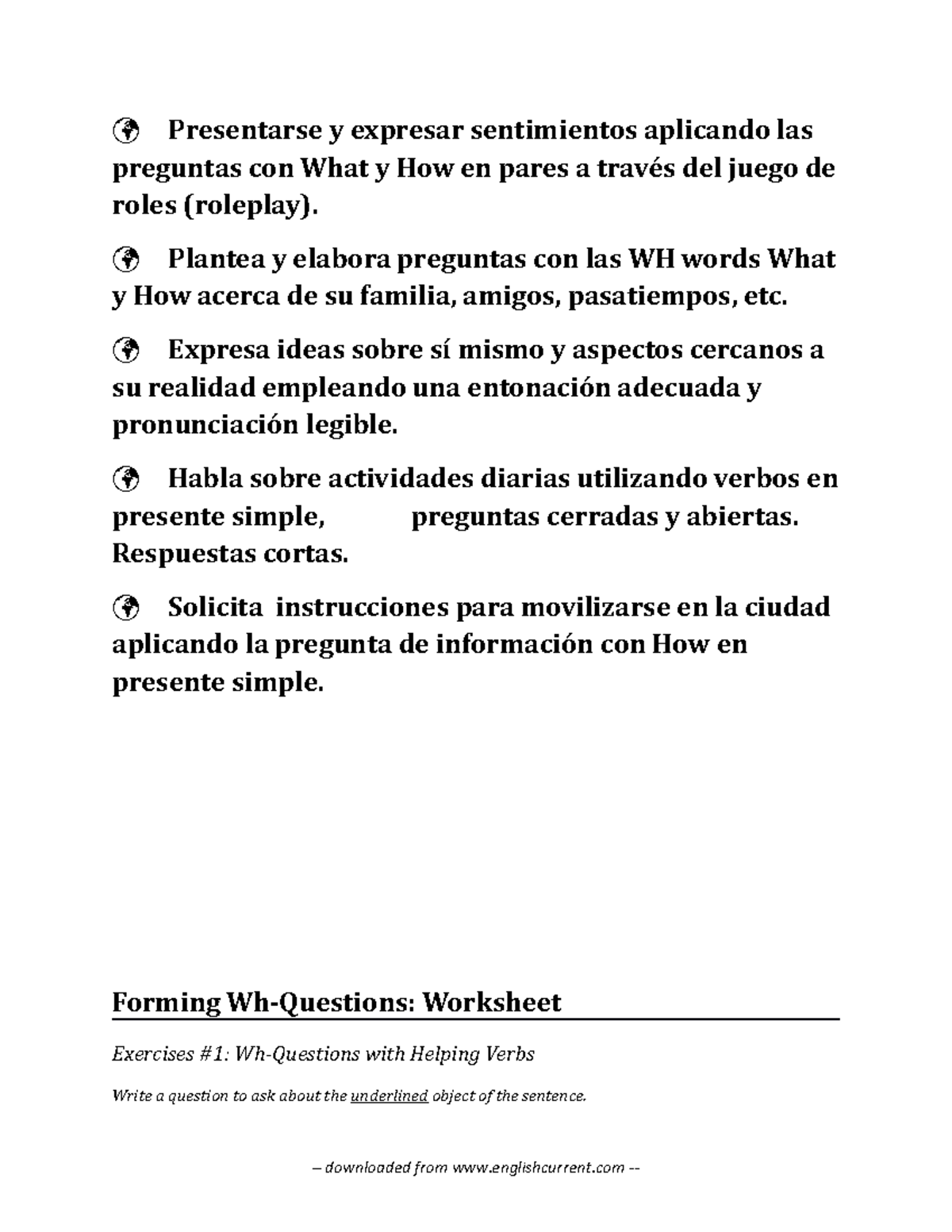Asking-wh-questions-worksheet - Presentarse y expresar sentimientos ...