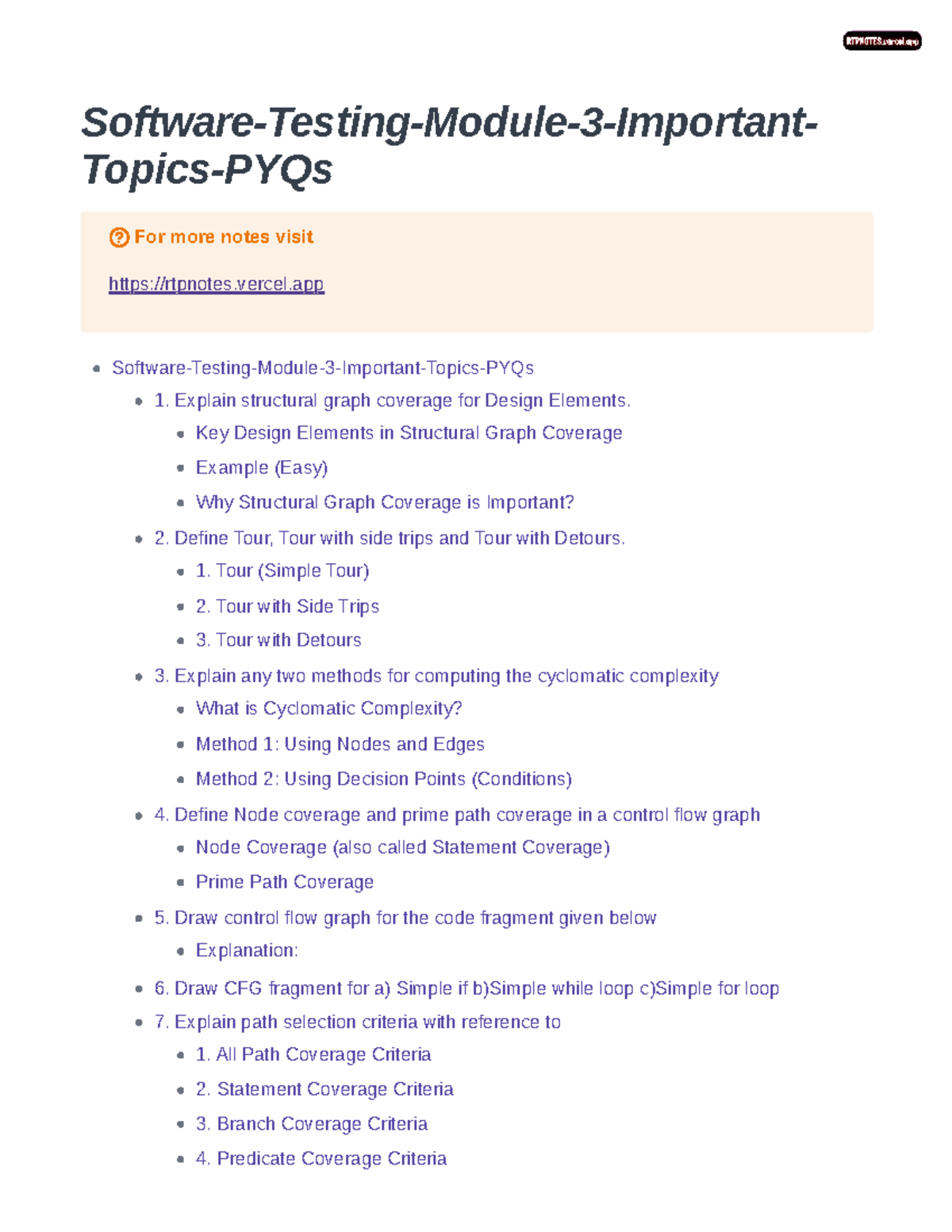 Software Testing Module 3: Key Concepts & PYQs - Studocu