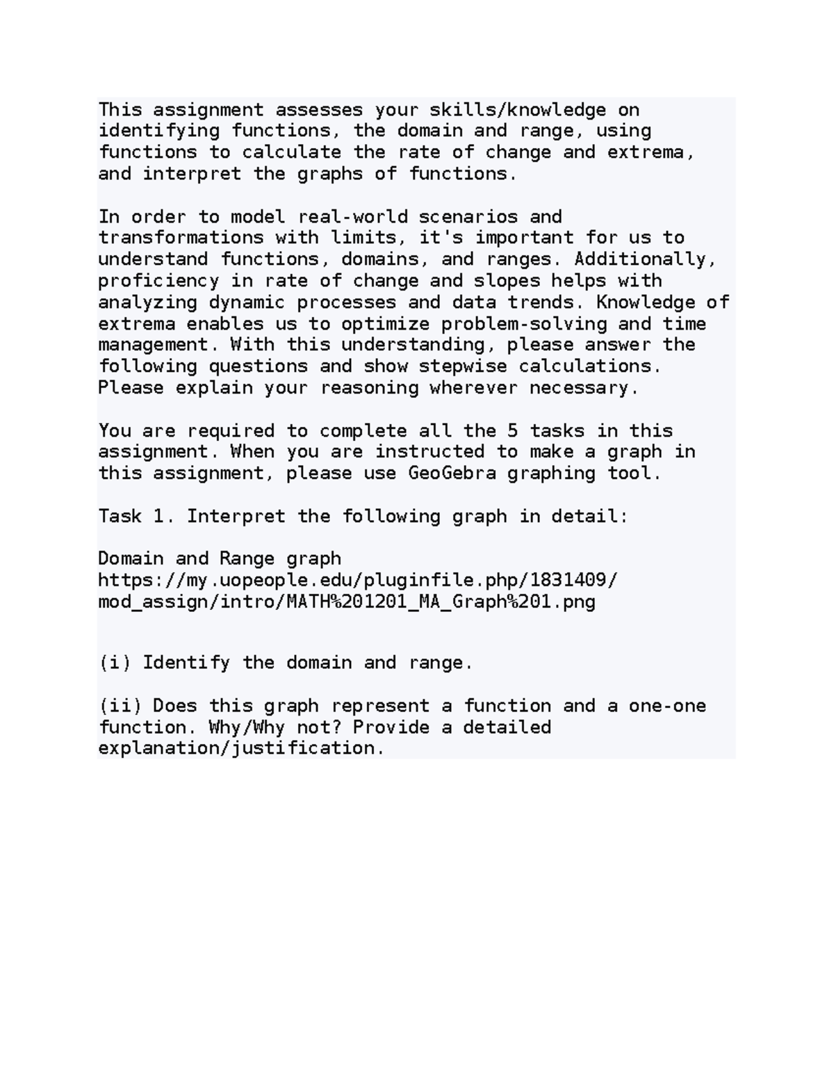 MATH 1201 Assignment: Understanding Functions, Domain, and Range - Studocu
