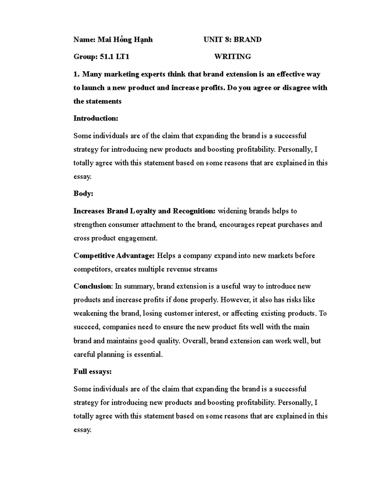 UNIT 8 Writing - tài liệu nhận xét lớp học cho học sinh - Name: Mai ...