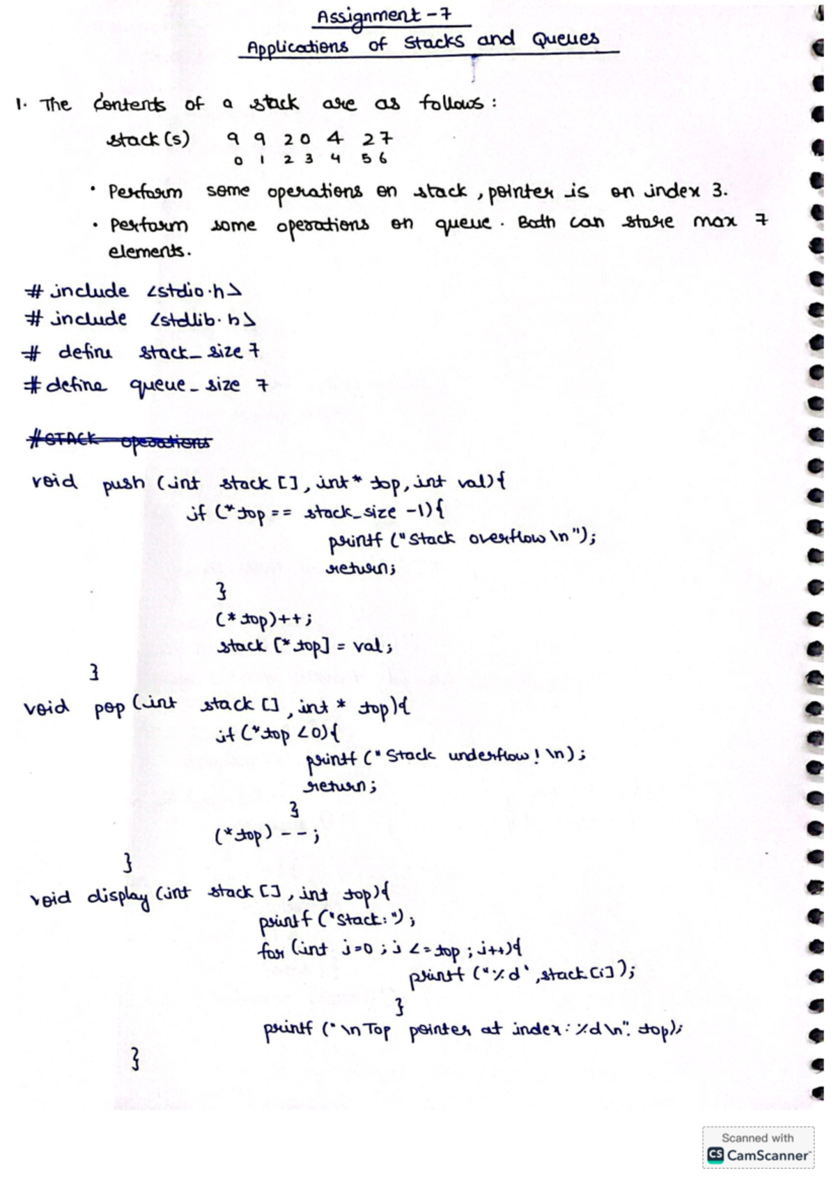 DS ASSIGNMENT: Applications of Stacks and Queues in C Programming - Studocu