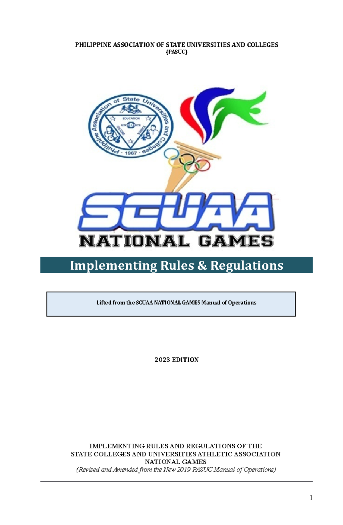 SCUAA National Games IRR 2023 - Revised Guidelines for Coaches and ...