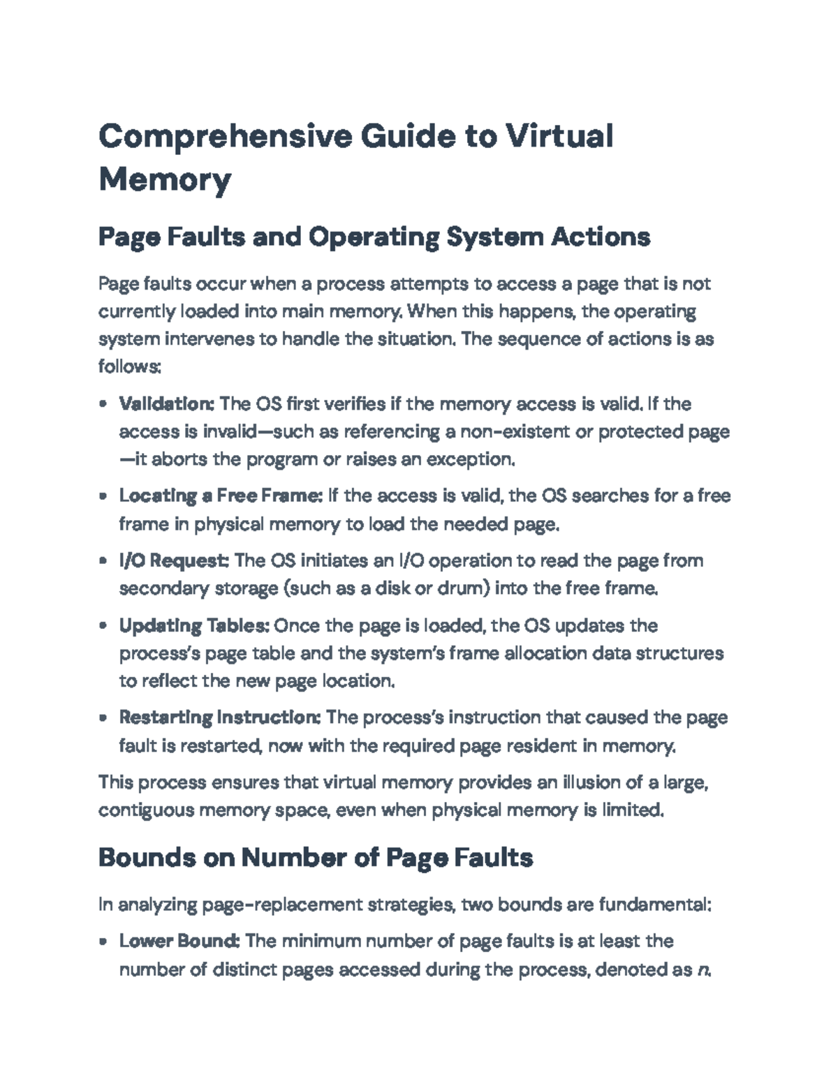 Comprehensive Guide to Virtual Memory Page Faults and OS Actions - Studocu