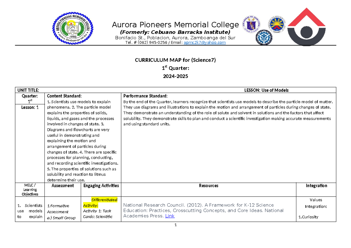 Grade 7 Ccurriculum MAP 1ST Quarter 2024-2025.docx First.docx 1 ...