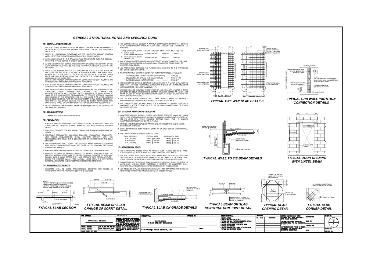 NSCP 2015 General Structural Notes for Three Storey Building Design ...