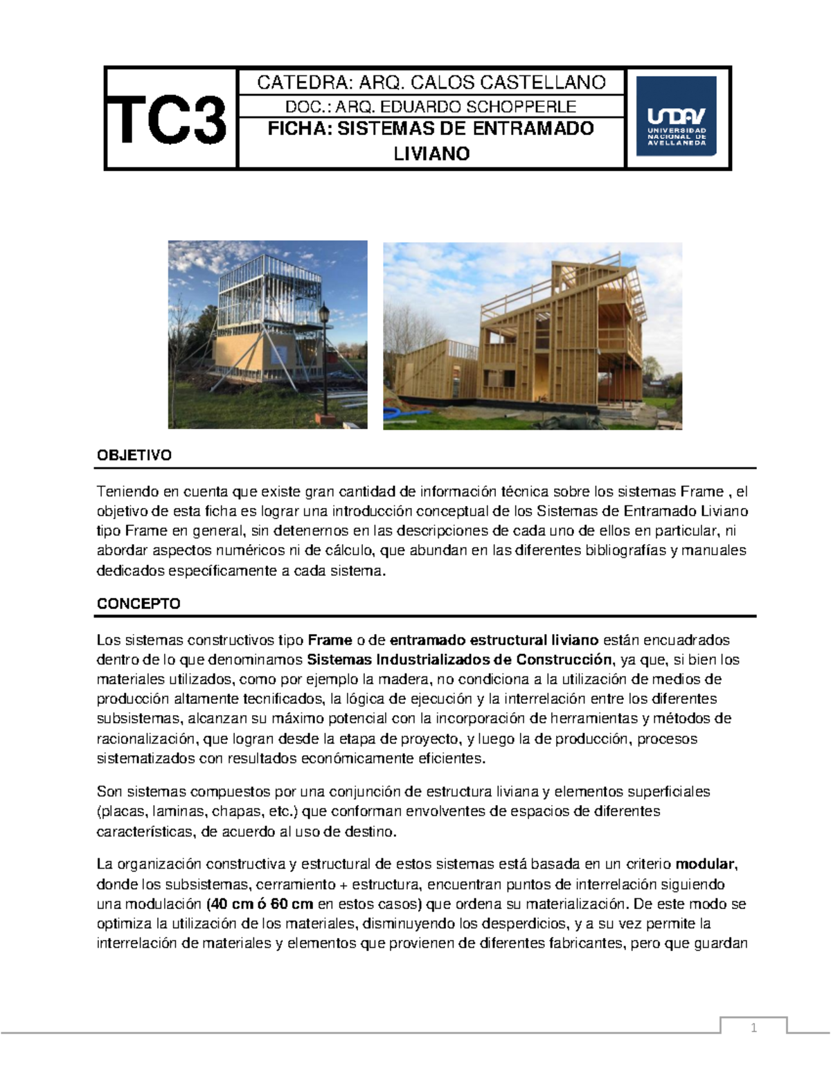 Ficha: Sistemas de Entramado Liviano - CATEDRA ARQ. CALOS CASTELLANO ...