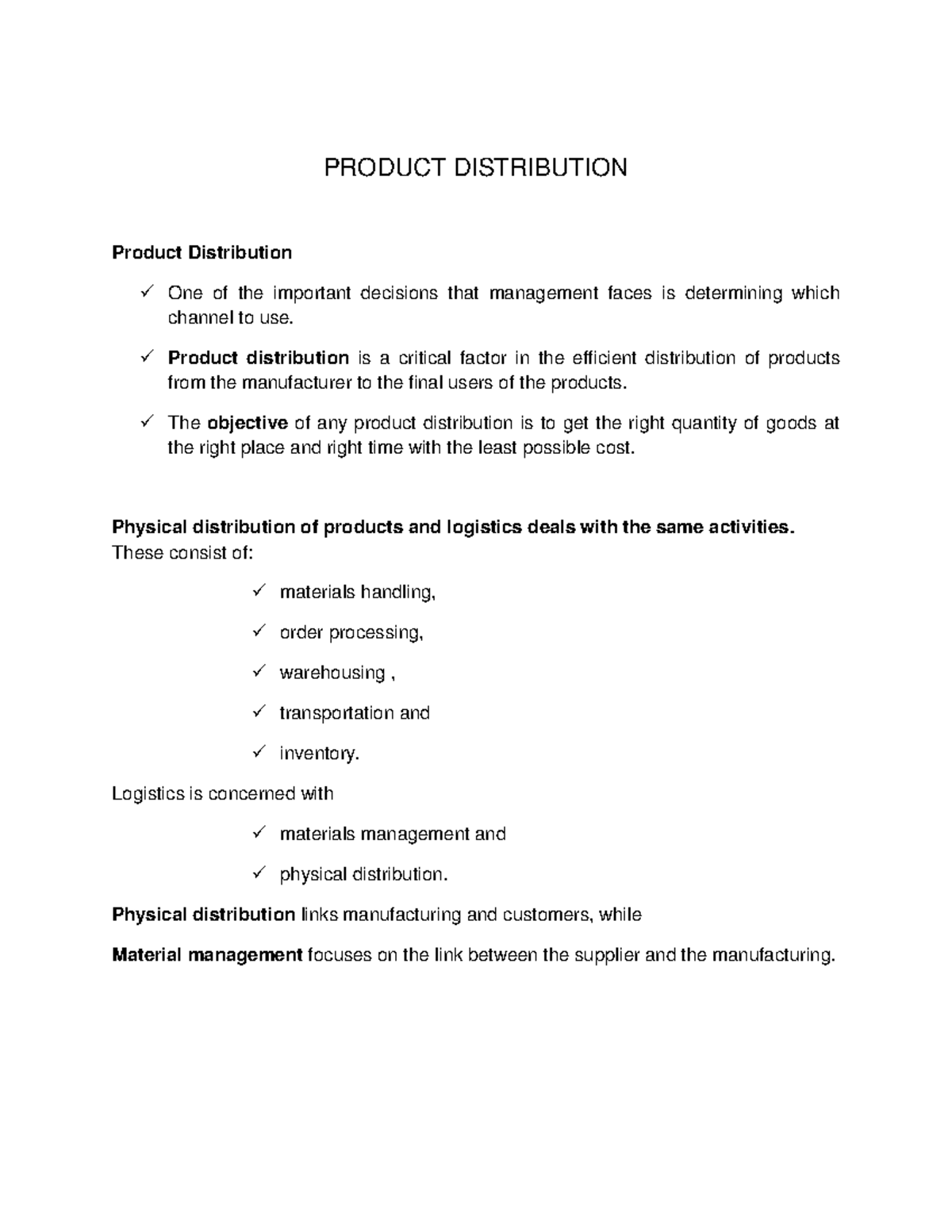 Product Distribution - Business Marketing - PRODUCT DISTRIBUTION ...
