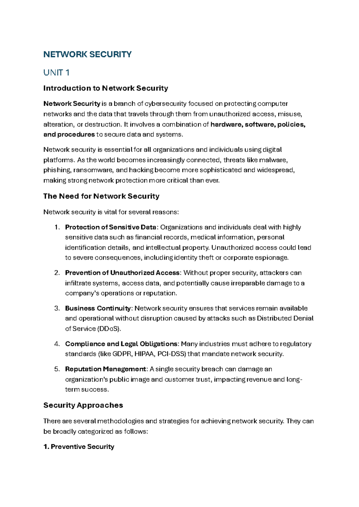NETWORK SECURITY UNIT 1: Intro to Network Security Concepts and ...