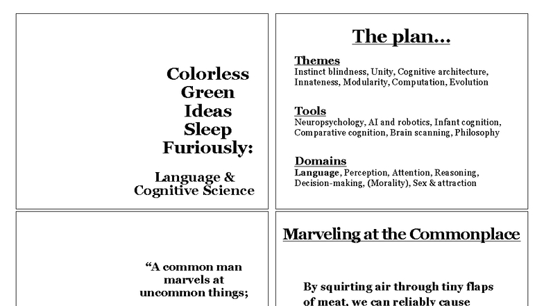 Cognitive Science 9: Language Acquisition and Cognitive Themes Part 1 ...