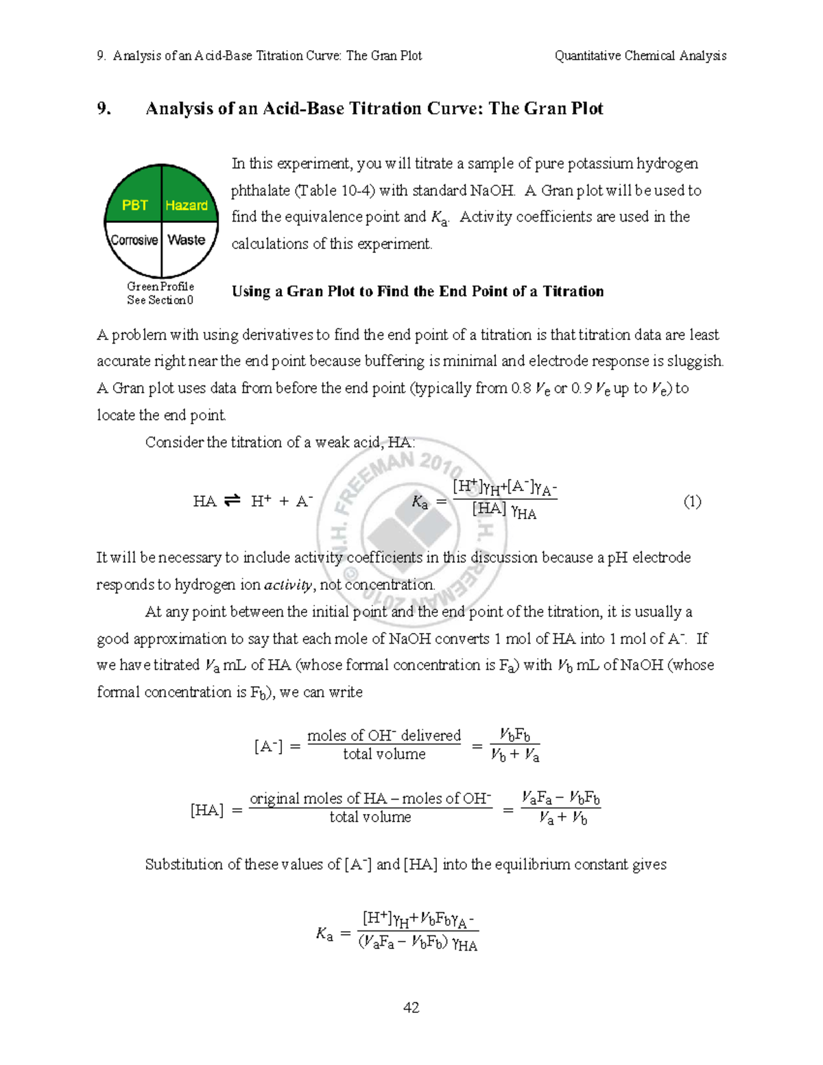 9. Gran Plot Analysis: Titration Curve in Quantitative Chemical ...