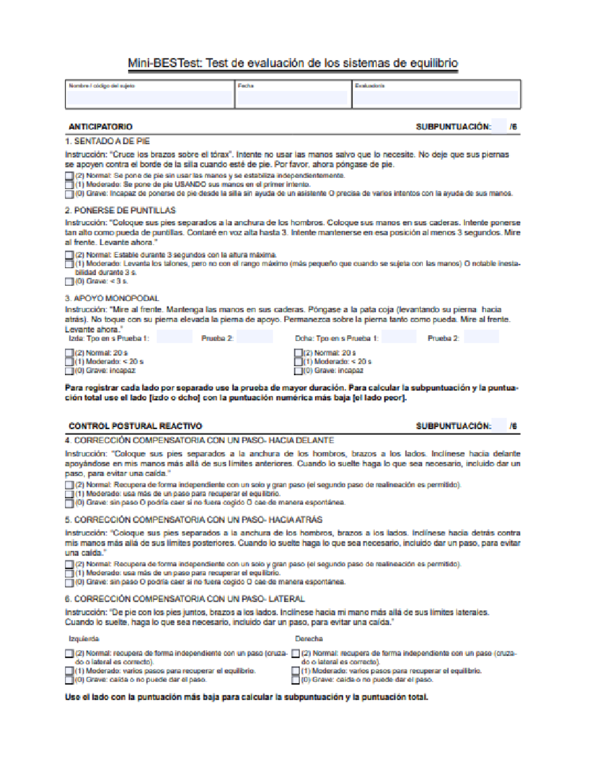mini best test - Test de evaluación de los sistemas de equilibrio ...