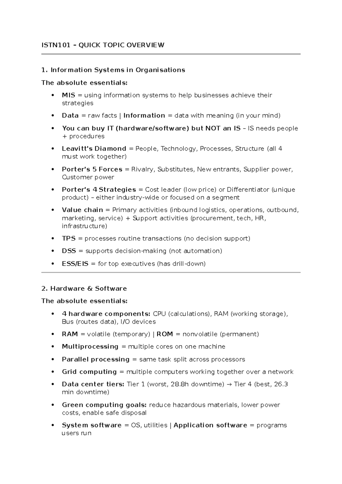 ISTN101 Revision: Quick Overview & Practice Questions for Exam Prep ...