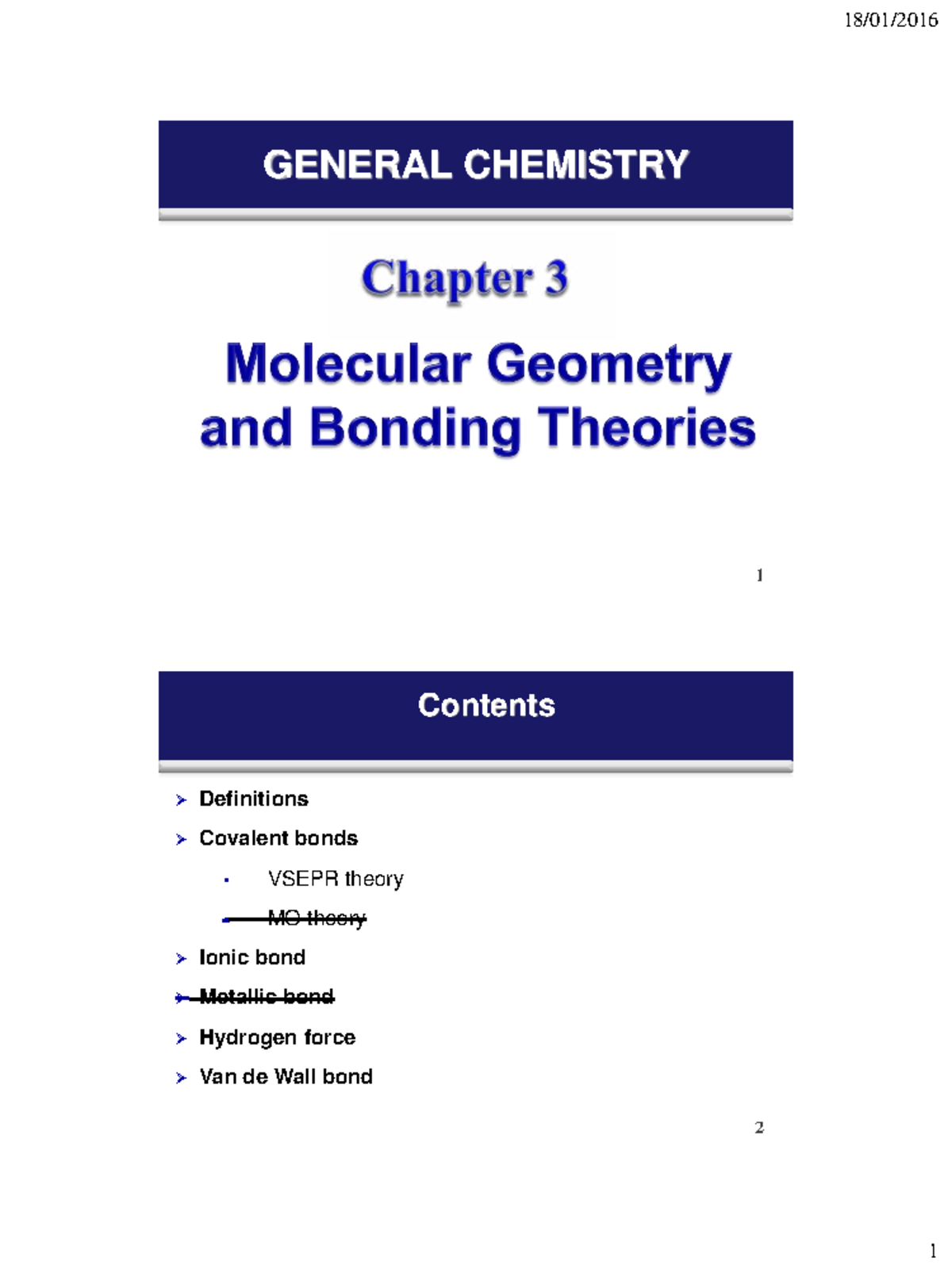 GENERAL CHEMISTRY 1: Chapter 3 - Molecular Geometry & Bonding Theory ...