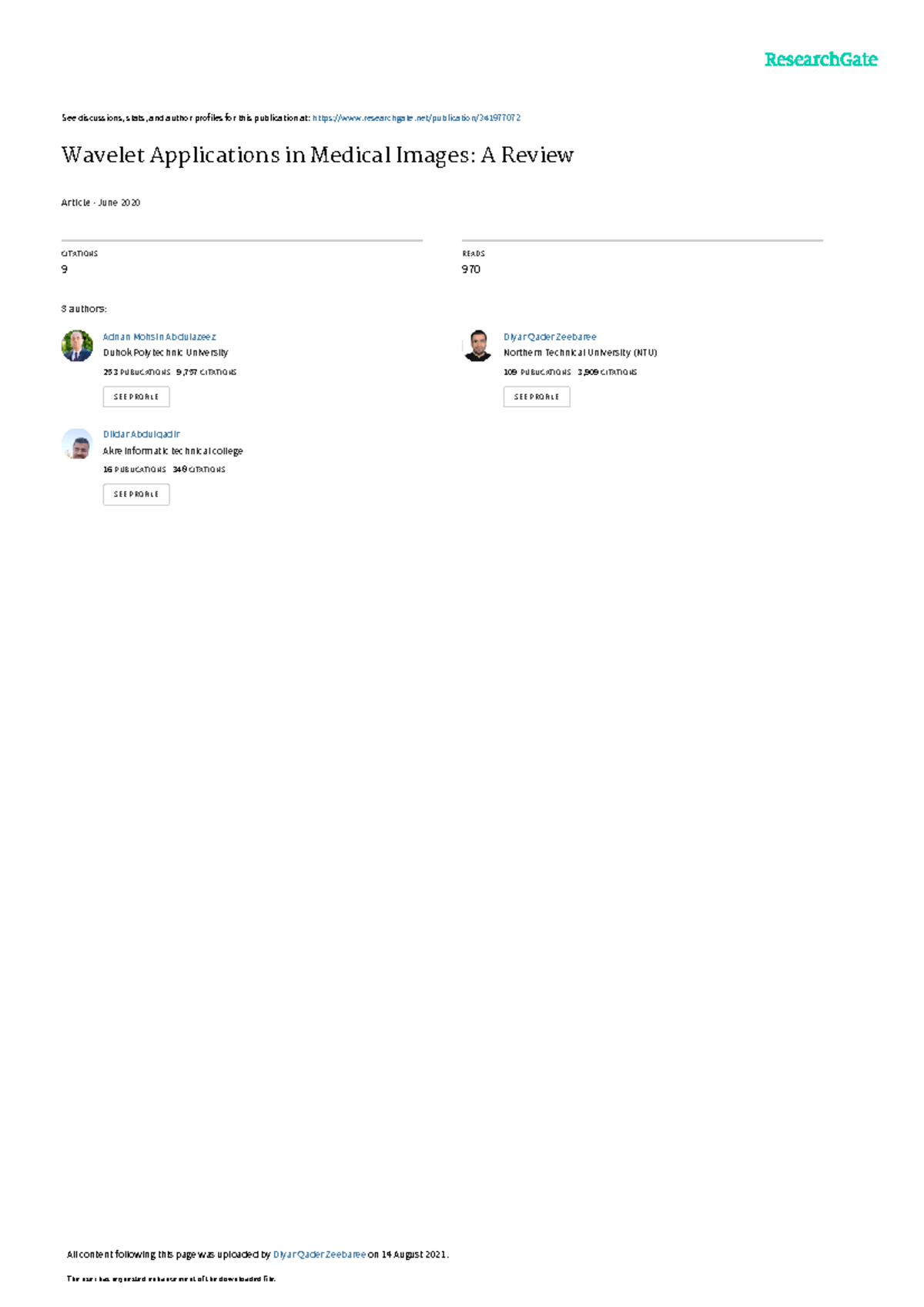 Wavelet Applications in Medical Images: A Comprehensive Review (2020 ...