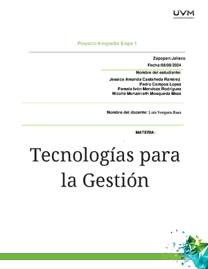 Actividad 6. Automatizada Tecnologias para la Gestión - Actividad 6. Automatizada Pregunta 1 1 ...
