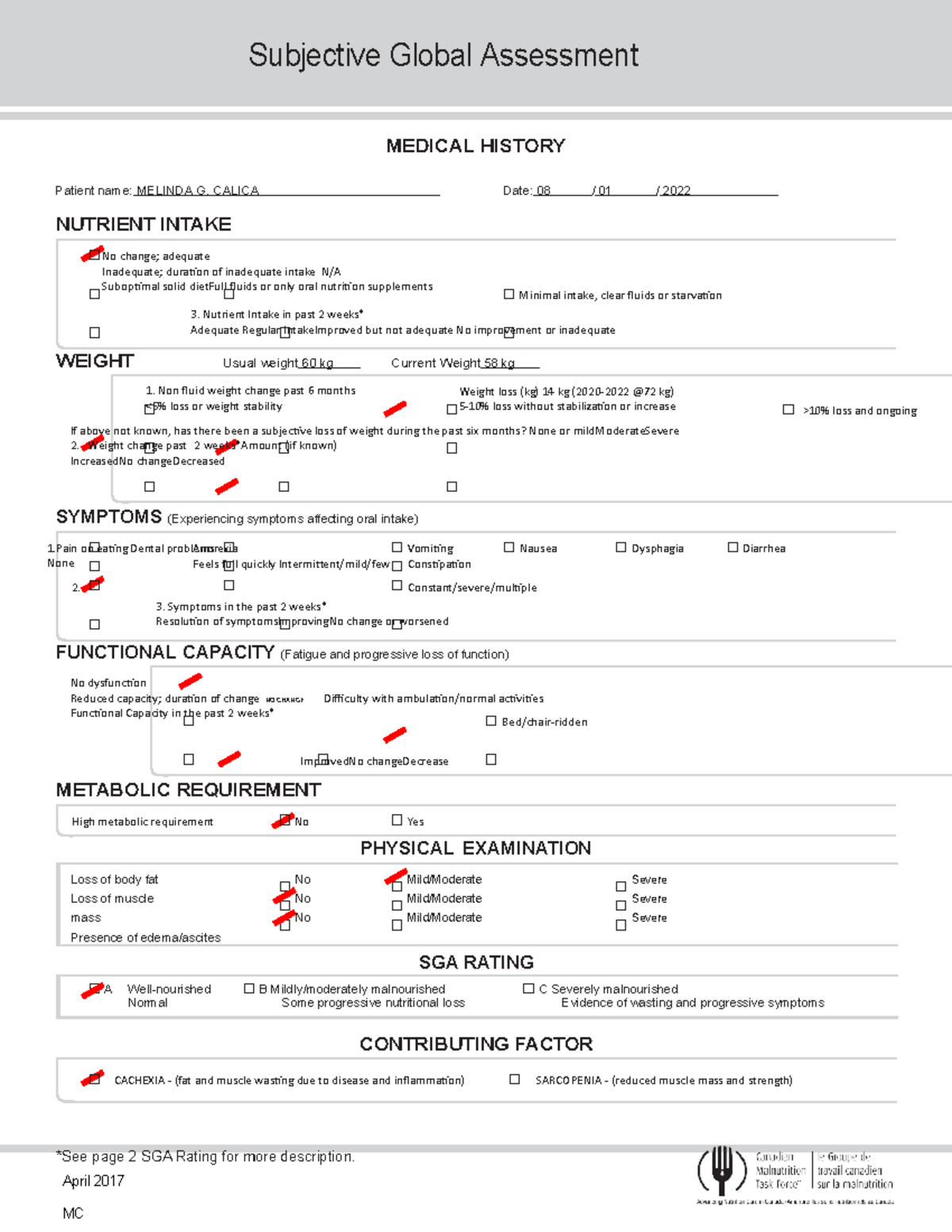 SGA-DOCU - examples for subjective global assessment - Subjective ...