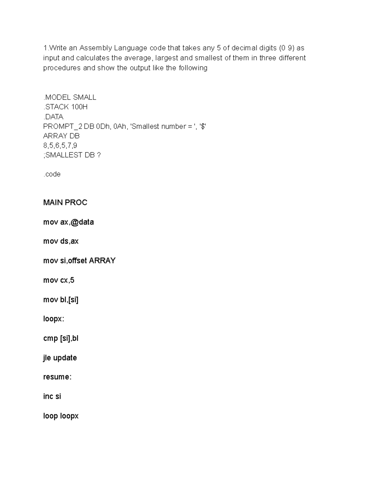 Lab final micro helper - uigio - 1 an Assembly Language code that takes ...