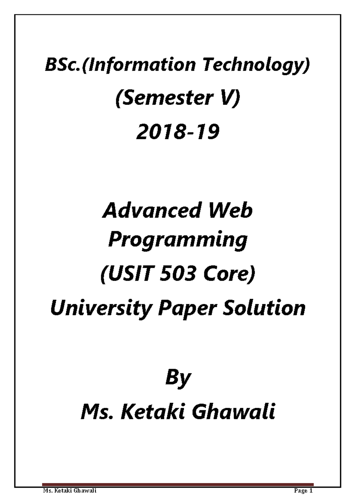 AWP - QP With Solution - BSc.(Information Technology) (Semester V) 2018 ...