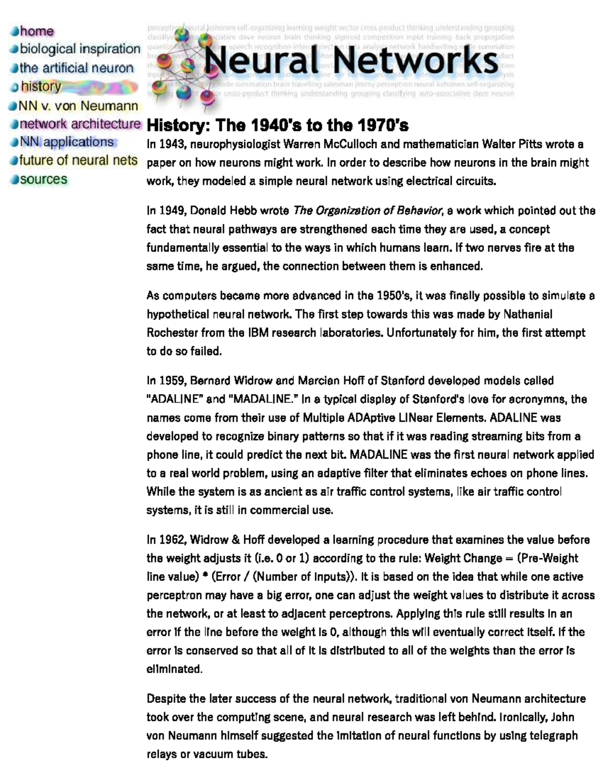 History of Neural Networks: From McCulloch to Modern Applications - Studocu