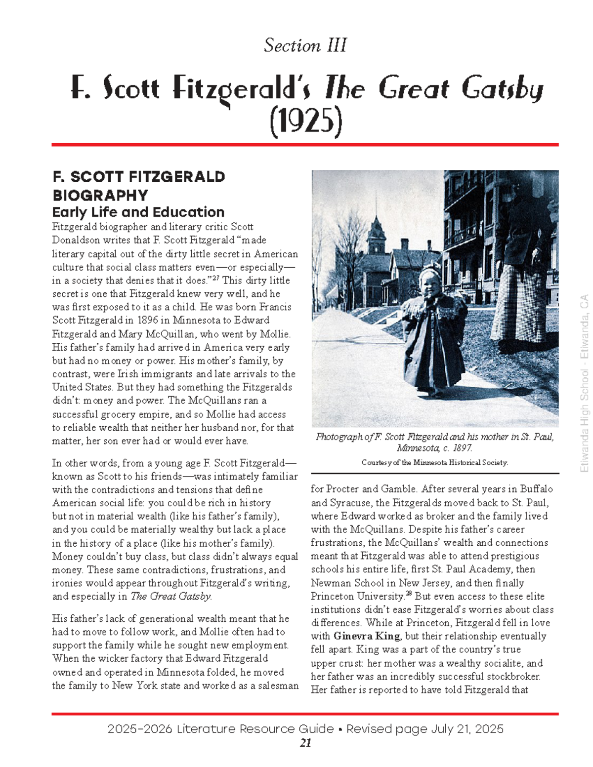 F. Scott Fitzgerald's The Great Gatsby: A Comprehensive Literature ...