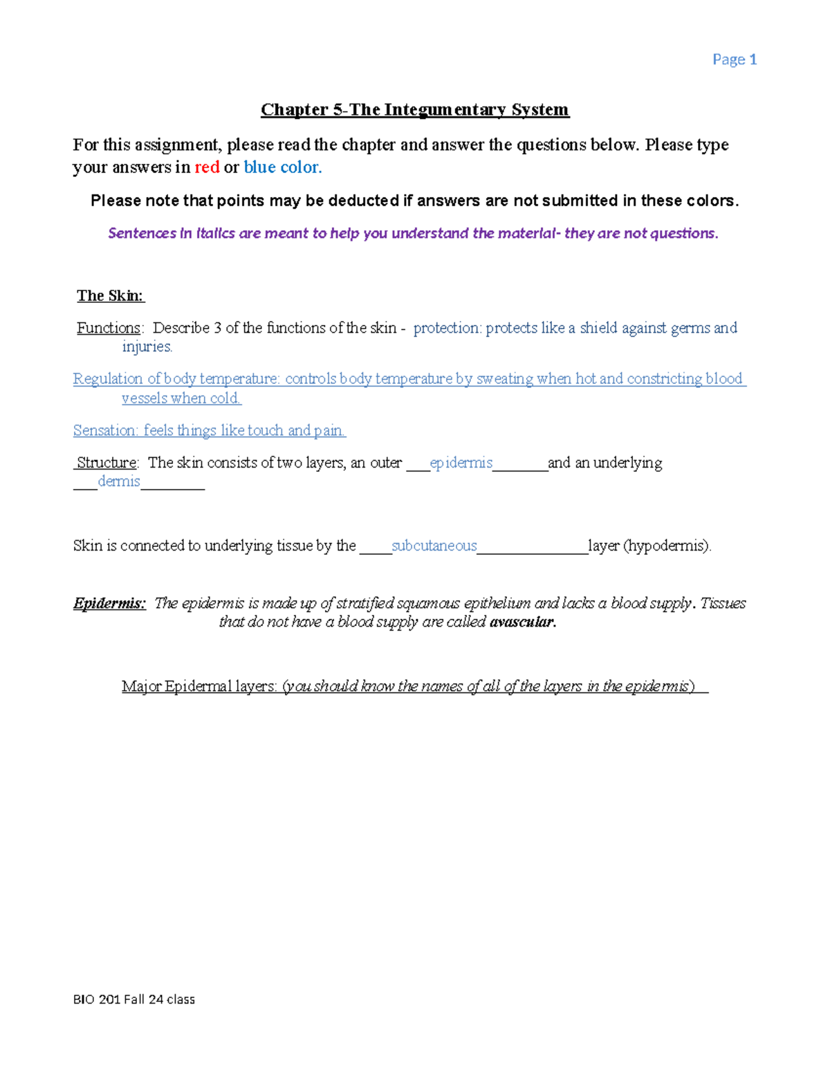 BIO 201 Final Exam Chapter 5: Integumentary System Overview and Study ...