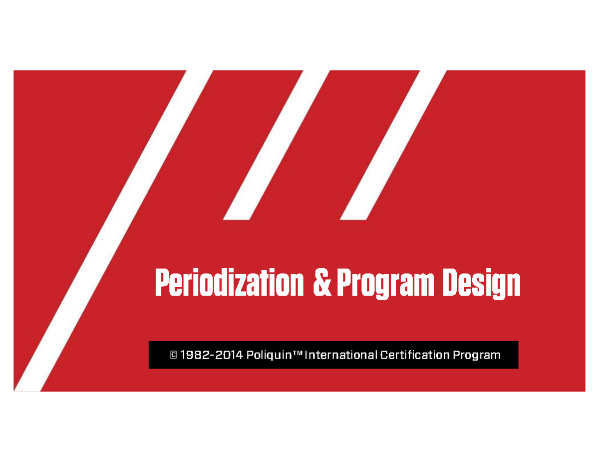Periodization Program Design: Mass Gain Strategies (Int'l Cert) - Studocu