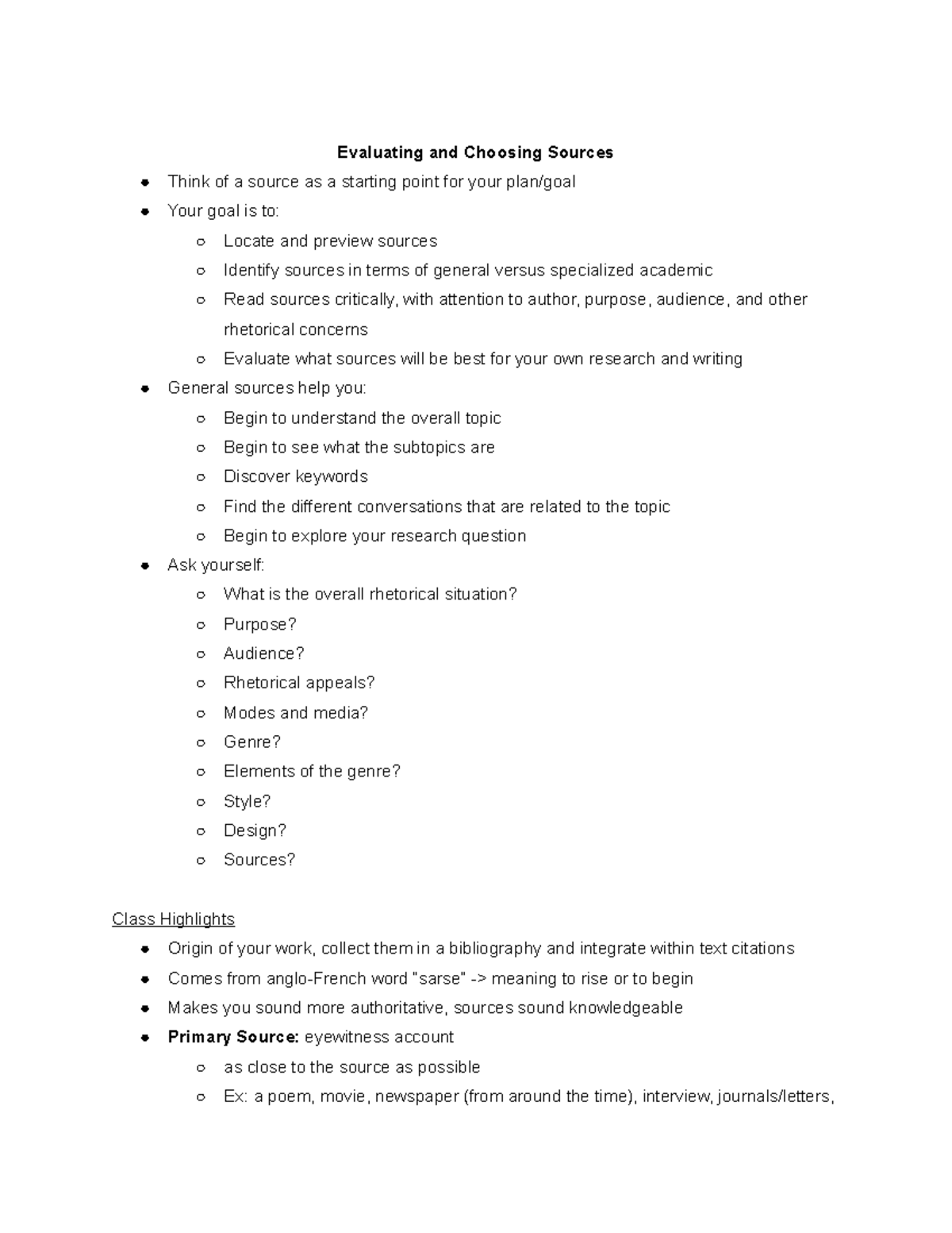 Evaluating & Choosing Sources: Strategies for Effective Research - Studocu