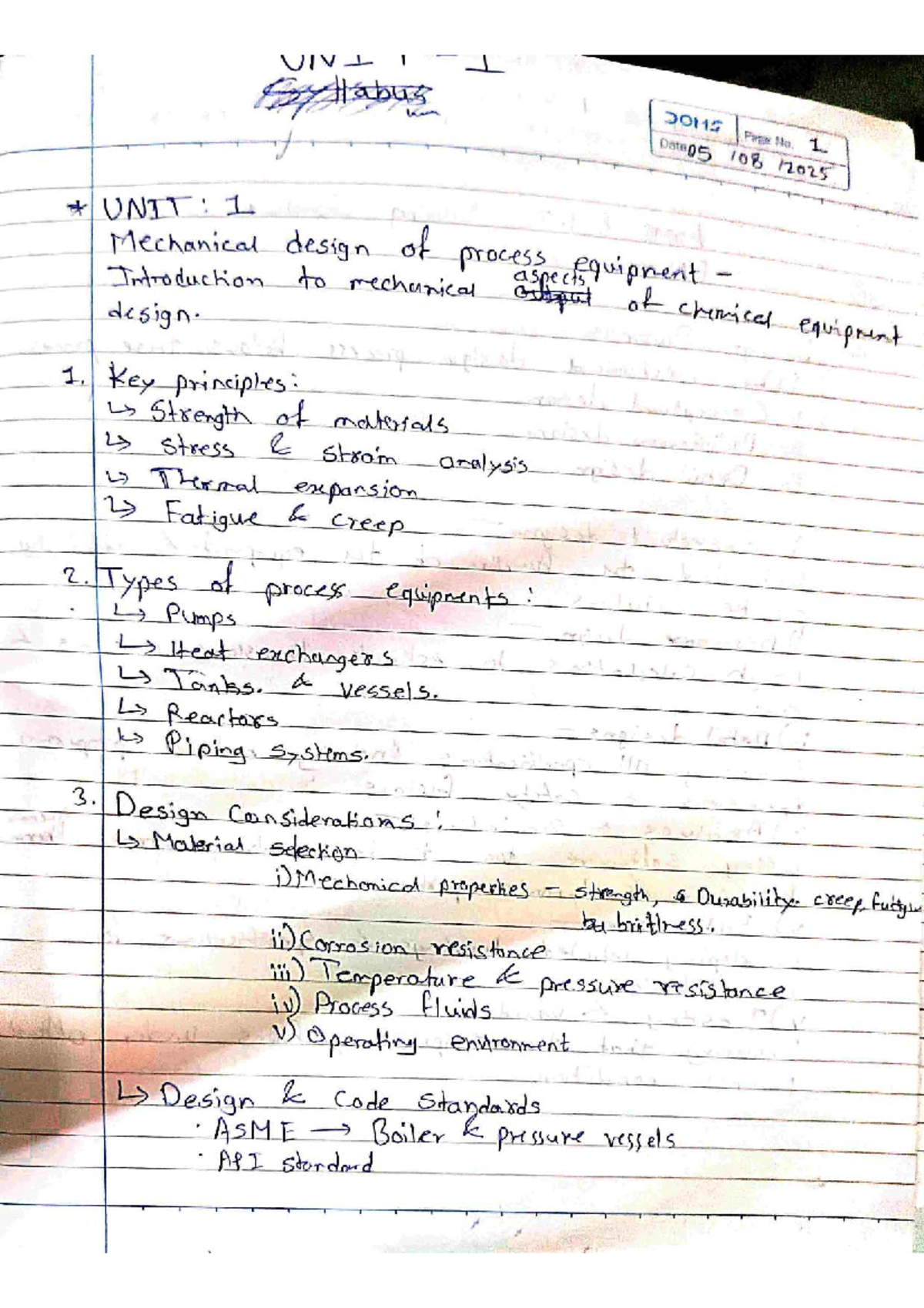 PEDD END SEM - Mechanical Design of Process Equipment Notes - Studocu