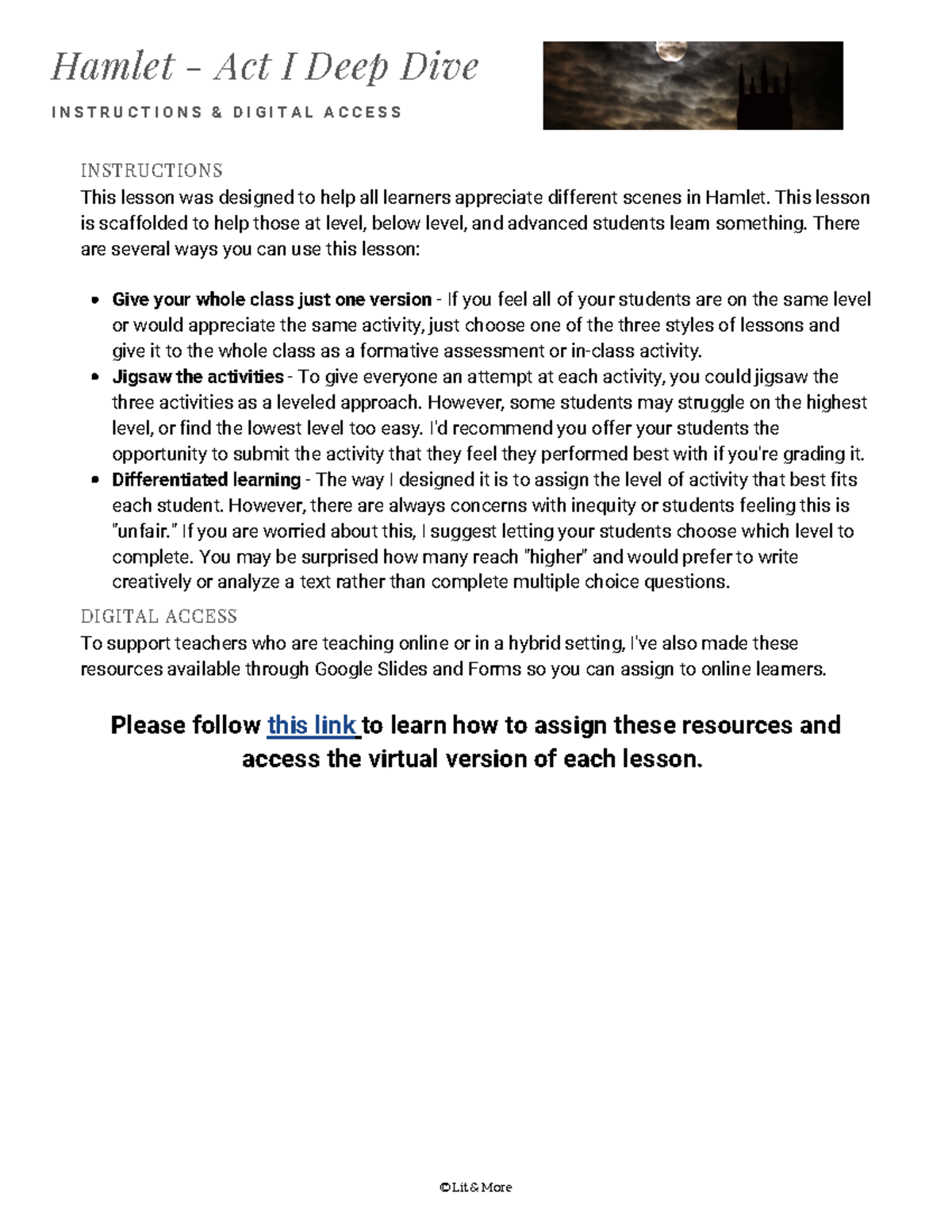 Hamlet Analysis: Act I Close Reading & Differentiated Activities - Studocu