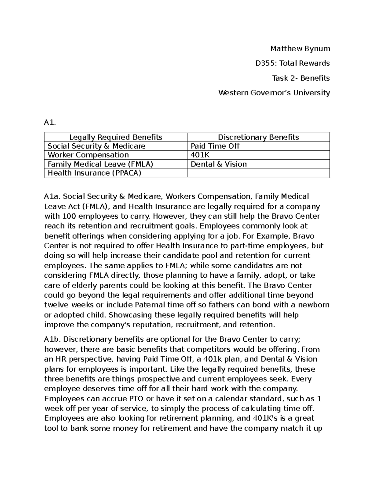 D355 Task 2- M. Bynum - Passed on the first attempt. - Matthew Bynum ...